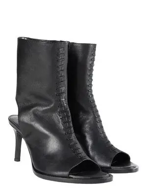 ANN DEMEULEMEESTER Elvy Open Toe Stitched Leather Pumps - Black