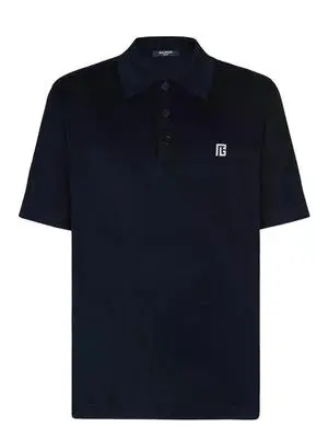 Balmain Logo-embroidered Polo Shirt Blue