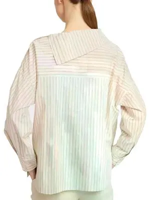 YVES SALOMON Asymmetric Neck Poplin Blouse - Neutrals