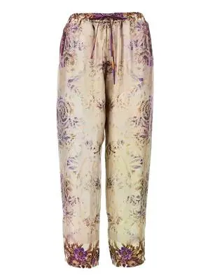 PIERRE-LOUIS MASCIA Aloe Floral Print Trousers - Neutrals