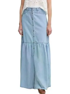 GAUDI Buttoned Tiered Maxi Skirt - Blue