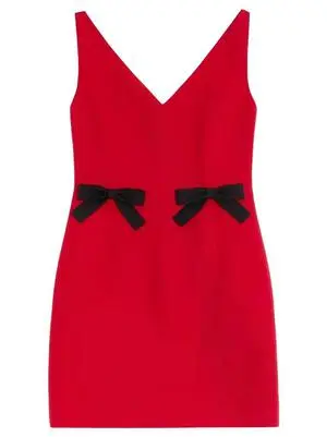 Valentino Garavani Bow V-neck Mini Dress - Red