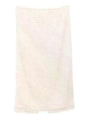 Staud Embellished Midi Skirt With Rear Slit - Neutrals