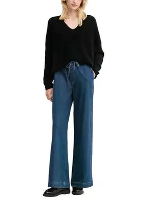 MOS MOSH Vasco Drawstring Wide Leg Jeans - Blue