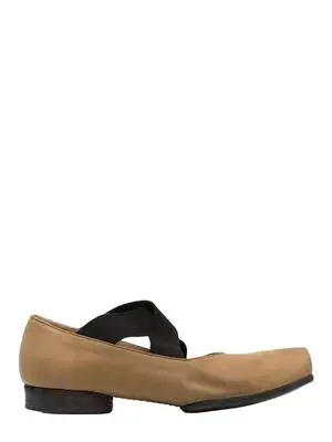 UMA WANG Square-toe Suede Ballerina Shoes - Brown