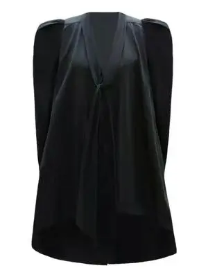 GEMY MAALOUF Bow Detail V-neck Top - Black