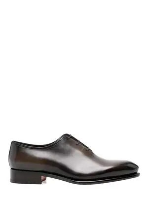 Santoni Dark Leather Lace-up Oxford Shoes - Brown