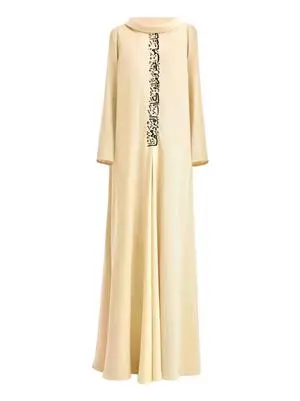 GEMY MAALOUF Kaftan With Calligraphy Embroidery - Neutrals