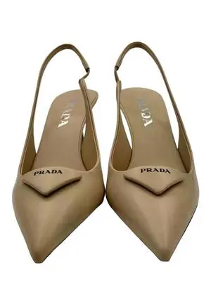 Prada Point-toe Slingback Pumps - Neutrals
