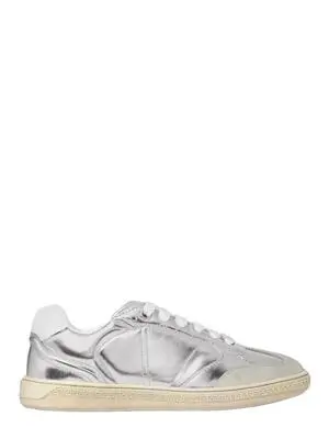 Versace Versace Greca Court Metallic Leather Sneakers Silver