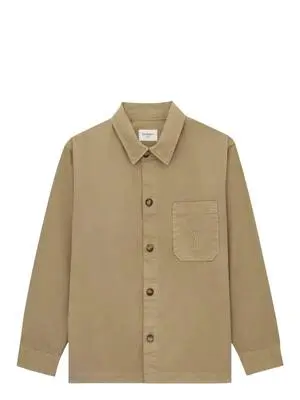 Saint Laurent Logo-embroidery Shirt Jacket Neutrals