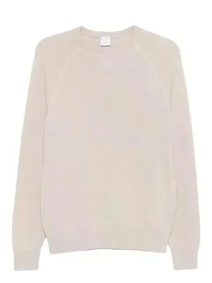 Eleventy Eleventy Sand Beige Ribbed Knit Round Neck Sweater Neutrals