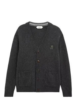 Pringle Of Scotland Logo Embroidered V-neck Cardigan - Grey