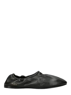 Alaïa Alaïa Leather Scrunched Ballet Flats Black