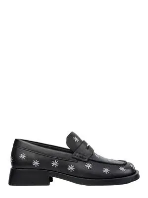 Camper Donna Floral-embroidered Loafers - Black