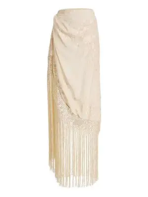 ULLA JOHNSON Lark Fringed Silk Maxi Skirt