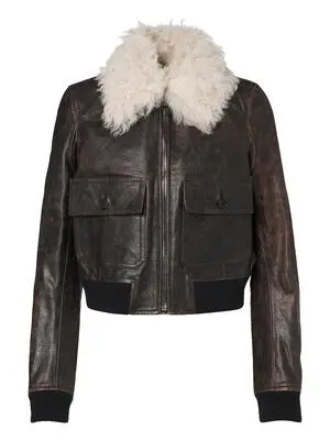 Fendi Shearling-trimmed Leather Jacket - Brown