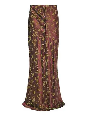 Dries Van Noten Serylo Printed Woven Maxi Skirt - Rust