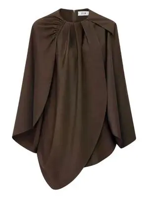 ELEH Draped Asymmetric-hem Top - Brown