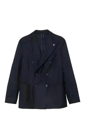 L.B.M. 1911 Double-breasted Peak-lapel Blazer - Blue