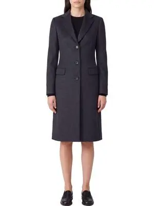 Tagliatore Long Single-breasted Virgin Wool And Cashmere Coat With A Slim Fit - Charcoal