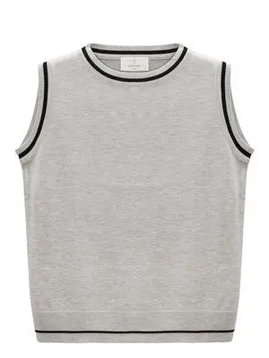 PERALUNA Rina Knit Sleeveless Blouse In Melange Grey