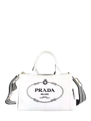 PRADA Canapa Convertible Canvas Mini Tote Bag