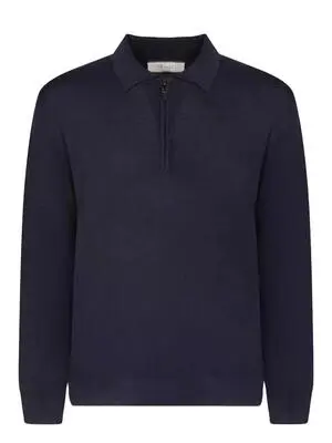 Canali Quarter-zip Polo-collar Sweater Blue