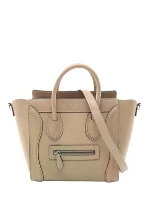 Celine 2000-2026 Nano Leather Luggage Tote Satchel Neutrals