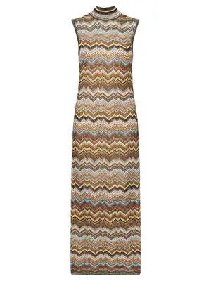 MISSONI Striped Metallic Crochet-knit Maxi Dress