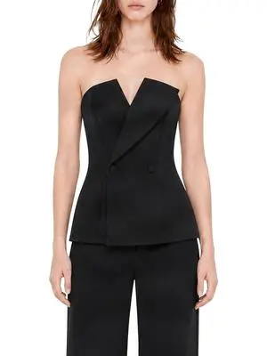PAROSH P.a.r.o.s.h. Double-breasted Virgin Wool Evening Top With Sweetheart Neckline
