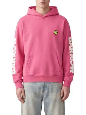 BARROW Cotton Monogram Hoodie With Kangaroo Pocket Pink