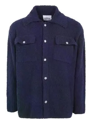 LANEUS Bouclé-texture Overshirt