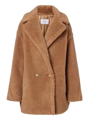 Max Mara Teddy Bear Camel Hair And Silk Peacoat Brown