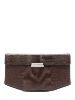 TOTEME Lizard-effect Leather Clutch With Removable Strap Brown