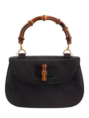 Gucci 1980's 1947 Bamboo Tote Bag Black