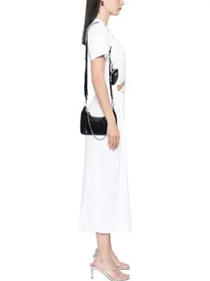 Prada 2019-2026 Mini Saffiano Trimmed Tessuto Re Edition 2005 Satchel Black