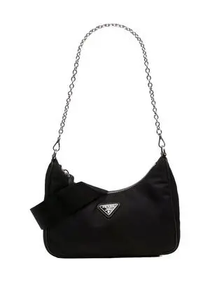 Prada 2019-2026 Mini Saffiano Trimmed Tessuto Re Edition 2005 Satchel - Black