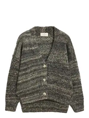 PERALUNA Napoli Alpaca Blend Knit Cardigan In Anthracite Marl Grey