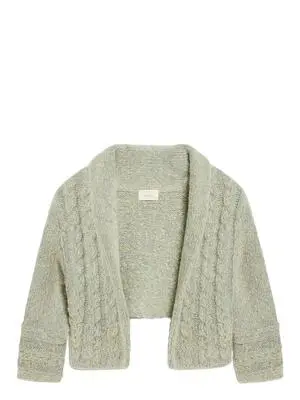 PERALUNA Nice Knit Bolero Cardigan In Ice Green