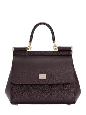 Dolce & Gabbana Small Sicily Handbag In Dauphine Calfskin - Handbags Purple Onesize Bordeaux