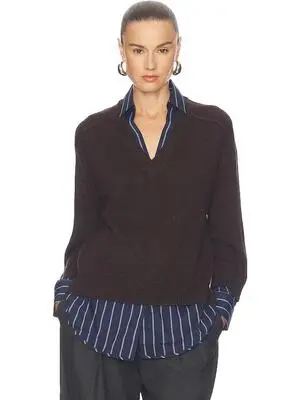 BROCHU WALKER Brochu Walker V-neck Printed Layered Pullover Sweater