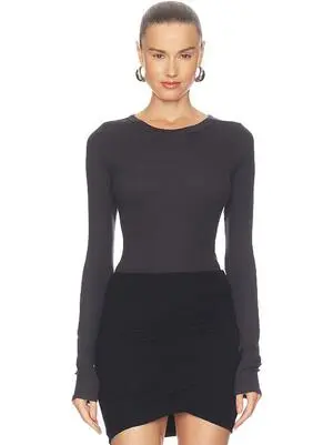 Enza Costa Enza Costa Silk Rib Essential Crew Grey
