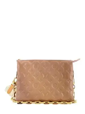 LOUIS VUITTON Coussin Bag Monogram Embossed Lambskin Pm Crossbody Bag Neutrals