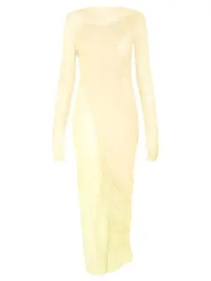 Issey Miyake Hug Draped Knit Maxi Dress Neutrals