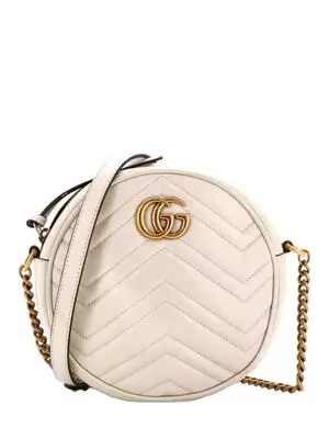 Gucci Gg Marmont Round Shoulder Bag Matelasse Leather Mini Crossbody Bag Neutrals