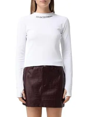 DISCLAIMER Slim Fit Long-sleeved Stretch Cotton Top With Logo White