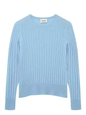 LOOP CASHMERE Cashmere Wide Rib Sweater In Cerulean