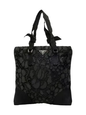 PRADA 2000-2013 Tessuto And Floral Lace Handbag
