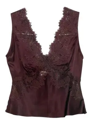 Rixo Emmie Lace-trim Top Red